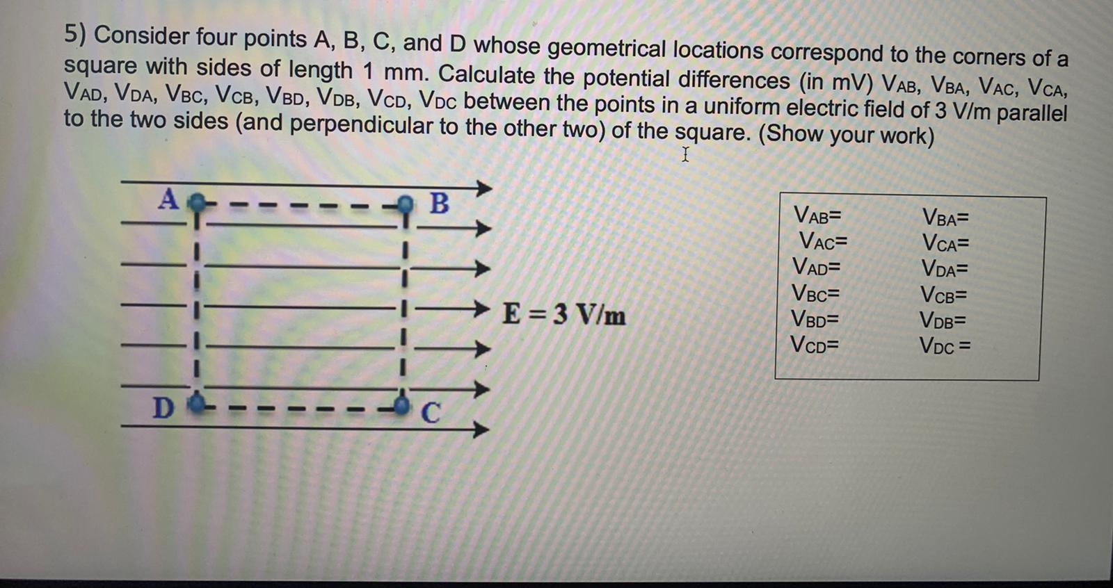 Solved 5) Consider four points A, B, C, and D whose | Chegg.com
