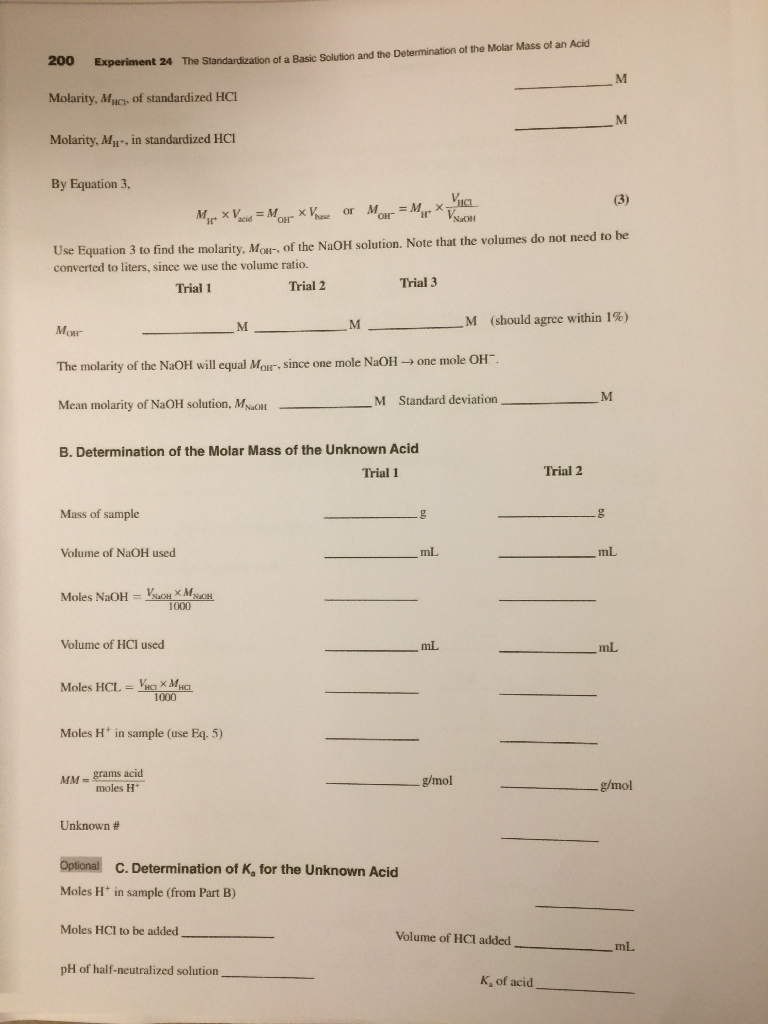 Solved Section Name Experiment 24 Data and Calculations: The | Chegg.com