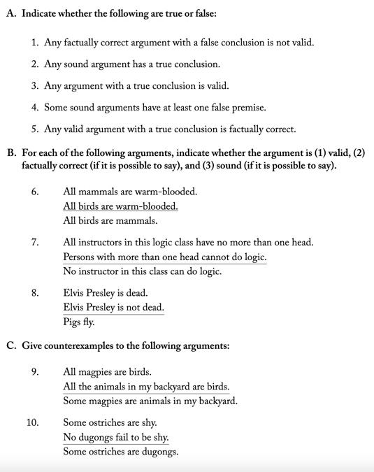 Solved A. Indicate whether the following are true or false: | Chegg.com