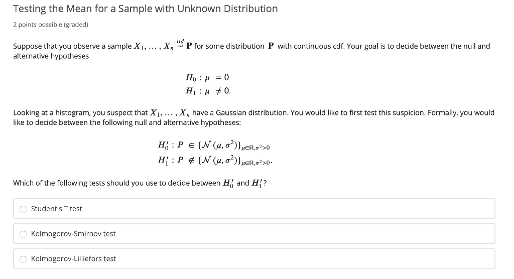Solved Testing the Mean for a Sample with Unknown | Chegg.com