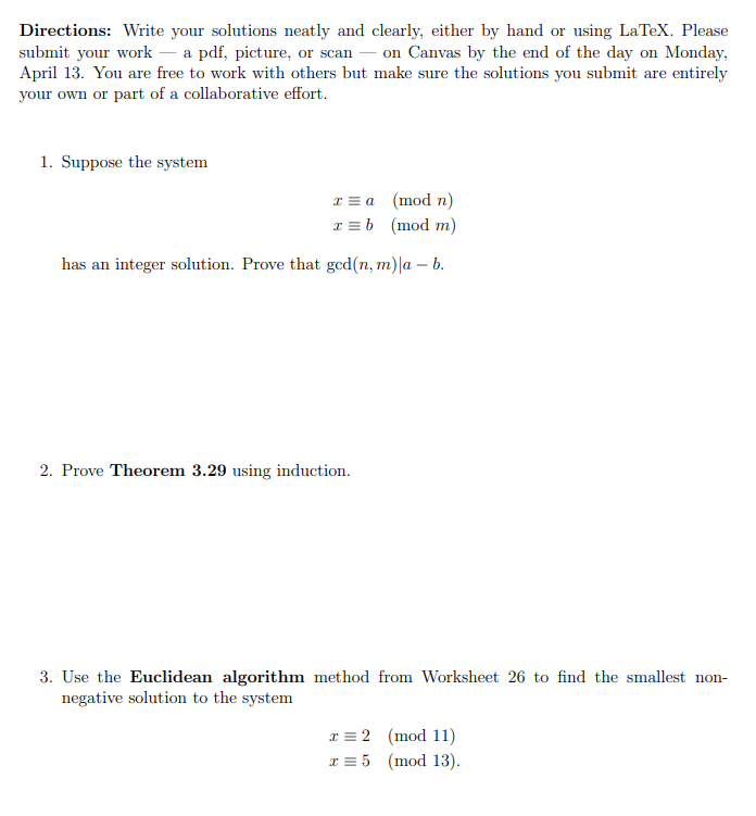chinese remainder theorem questions