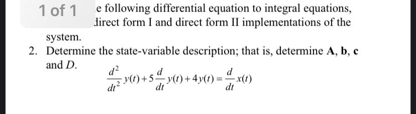 Solved 1 of 1 e following differential equation to integral | Chegg.com