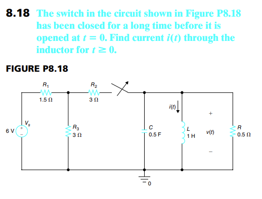 Solved 8.18 The switch in the circuit shown in Figure P8.18 | Chegg.com