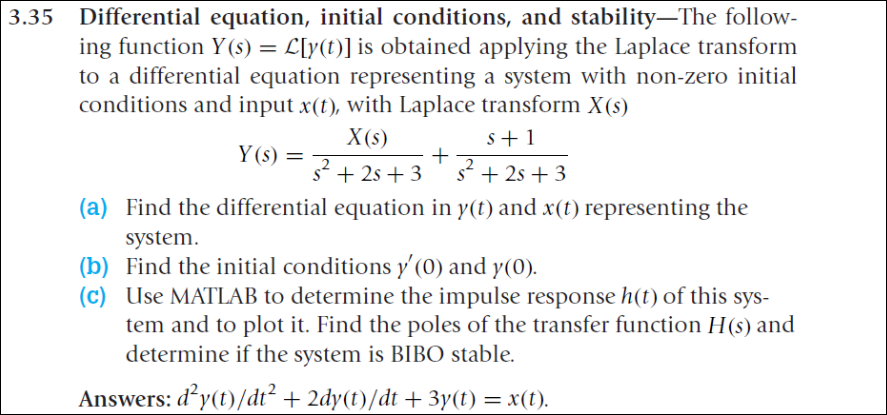 Solved 3.35 Differential equation, initial conditions, and | Chegg.com