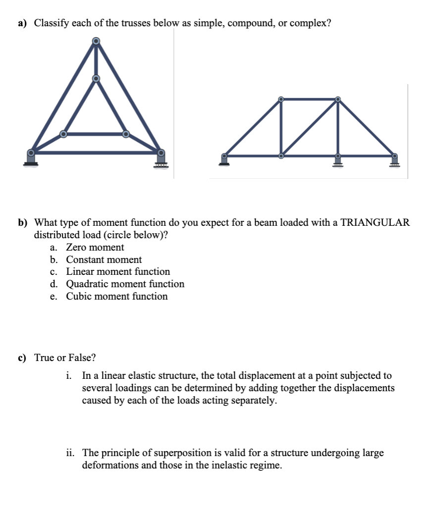 Solved a) Classify each of the trusses below as simple, | Chegg.com