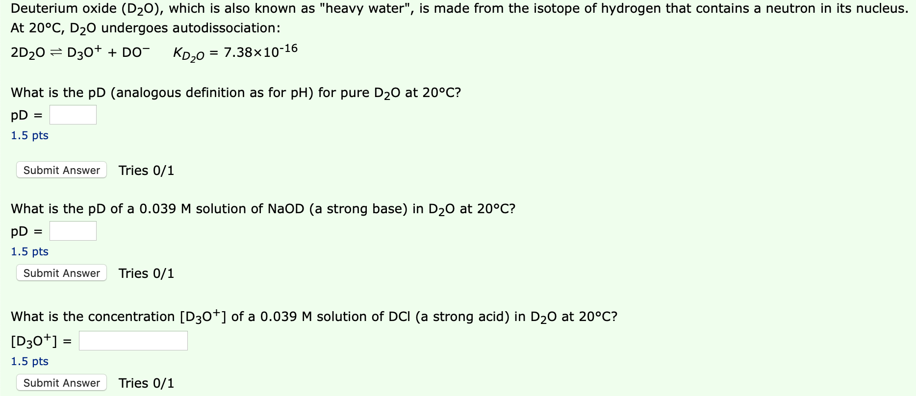 Solved Deuterium oxide (D20), which is also known as "heavy | Chegg.com