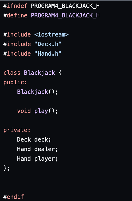 Solved Program 4 - Blackjack ♥️ ♣️ ♦️ ♠️ Blackjack The | Chegg.com