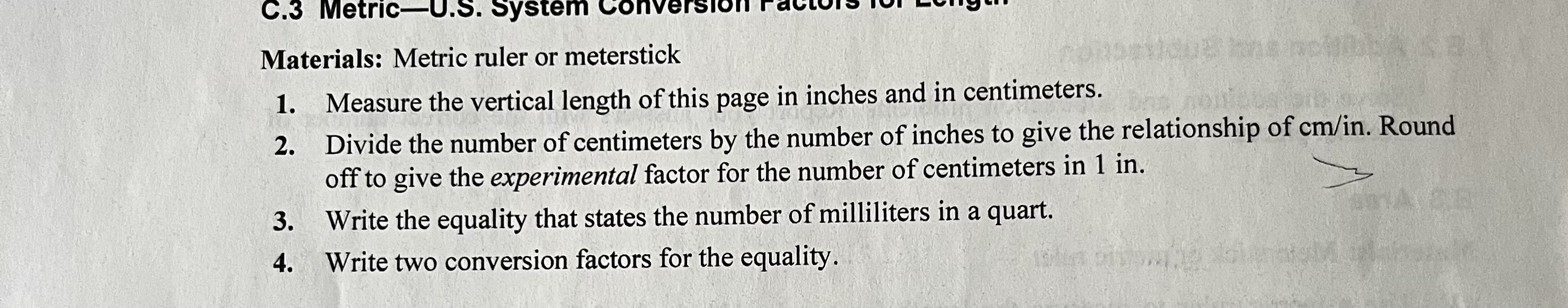 Solved Materials: Metric ruler or meterstickMeasure the | Chegg.com