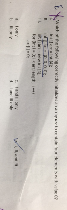 Solved Which Of The Following Correctly Initializes An Array