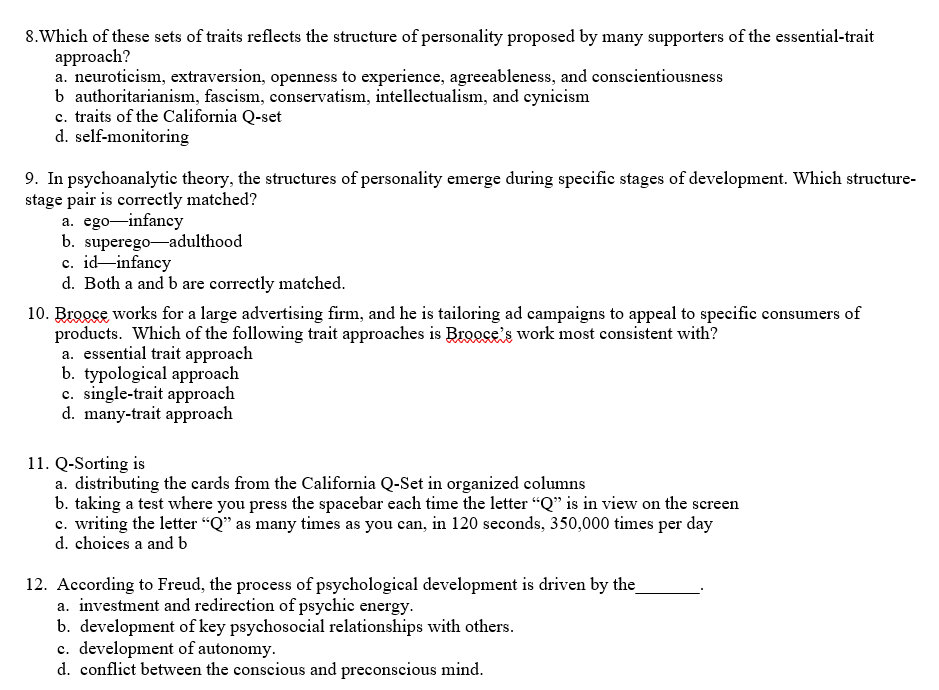 Solved 8. Which of these sets of traits reflects the | Chegg.com
