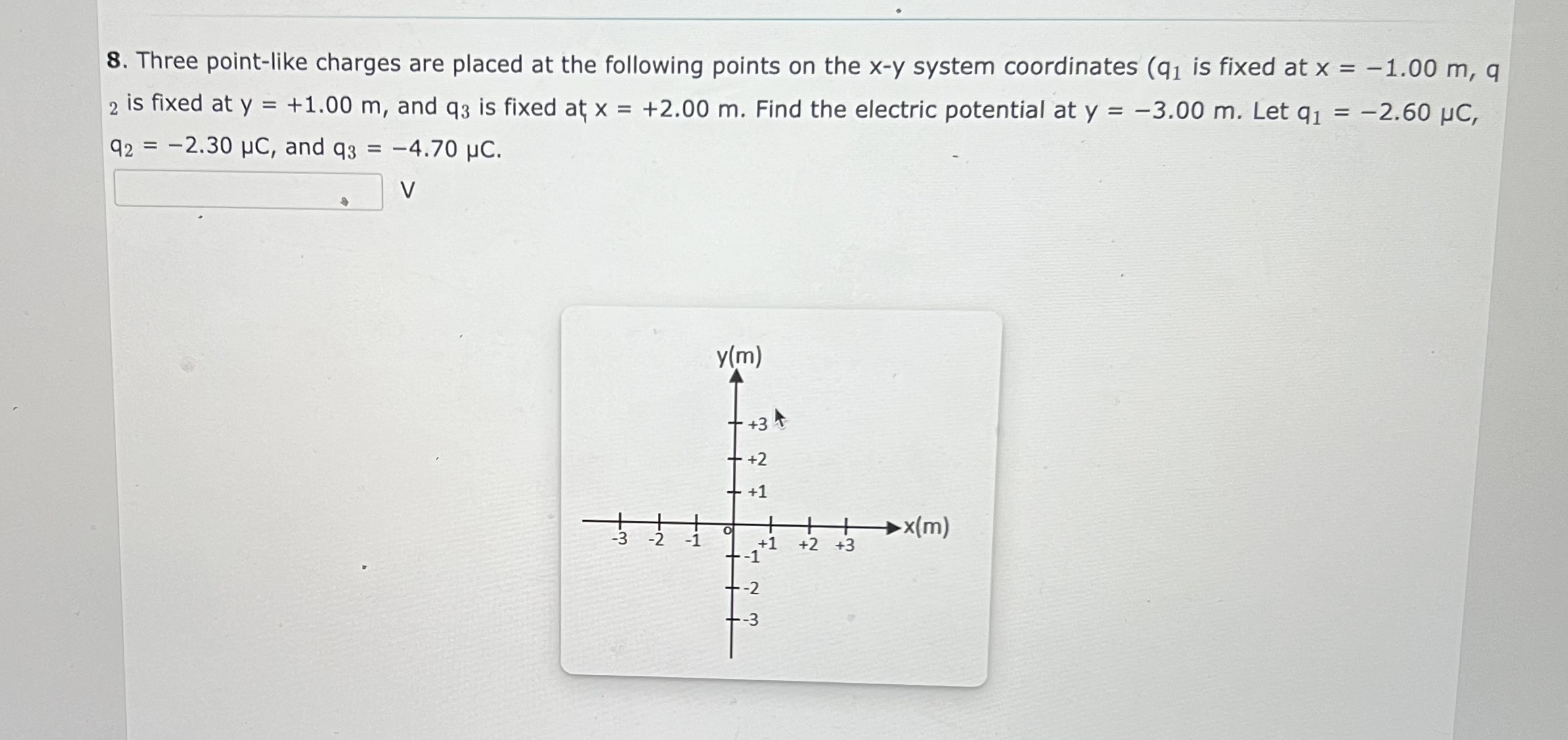 Solved Three point-like charges are placed at the following | Chegg.com