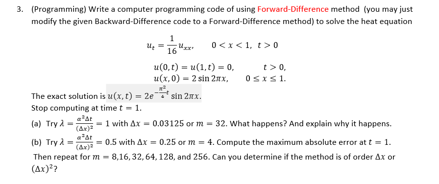 Solved (Programming) Write a computer programming code of | Chegg.com