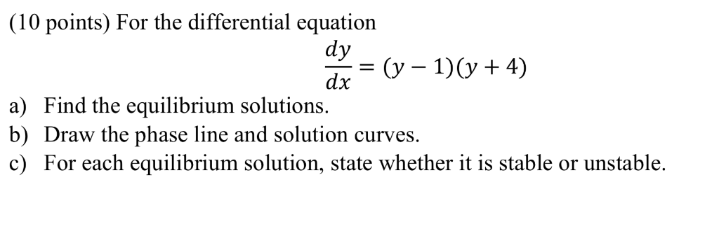 Solved (10 points) For the differential equation dy a) Find | Chegg.com