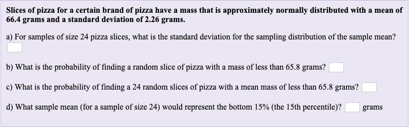 Solved Slices of pizza for a certain brand of pizza have a | Chegg.com