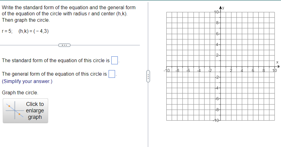 Solved Write the standard form of the equation and the | Chegg.com