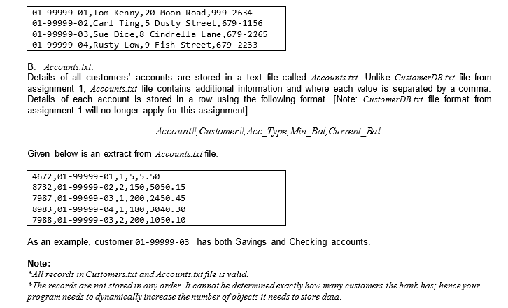 Problem: Managing Customer Records in a Bank – | Chegg.com