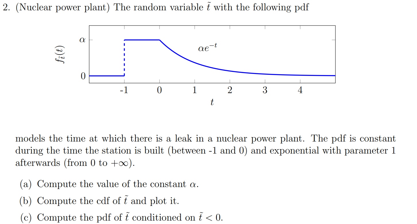 Solved (Nuclear power plant) The random variable t~ with the | Chegg.com