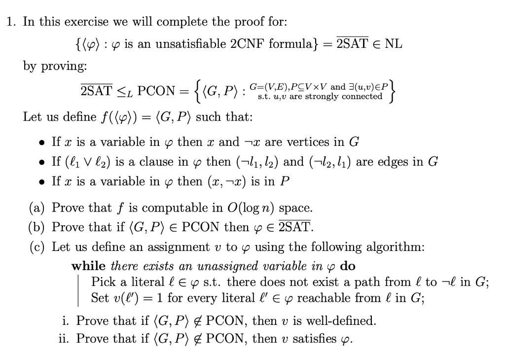1. In this exercise we will complete the proof for: | Chegg.com