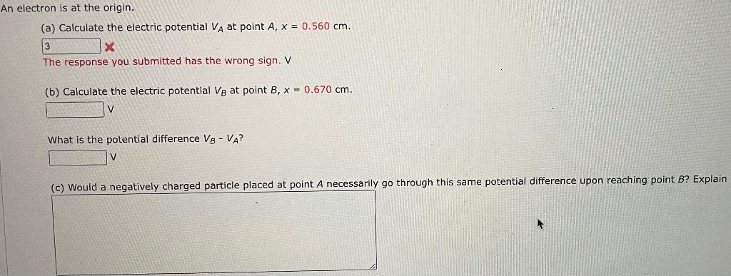 Solved (a) Calculate the electric potential VA at point | Chegg.com