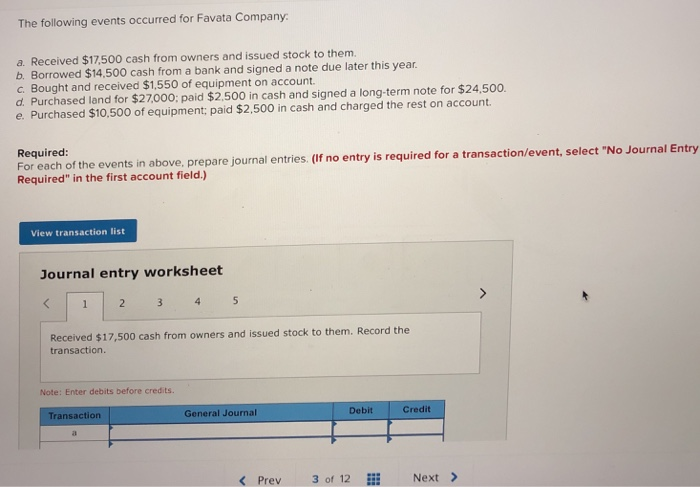 Solved The following events occurred for Favata Company. a. | Chegg.com