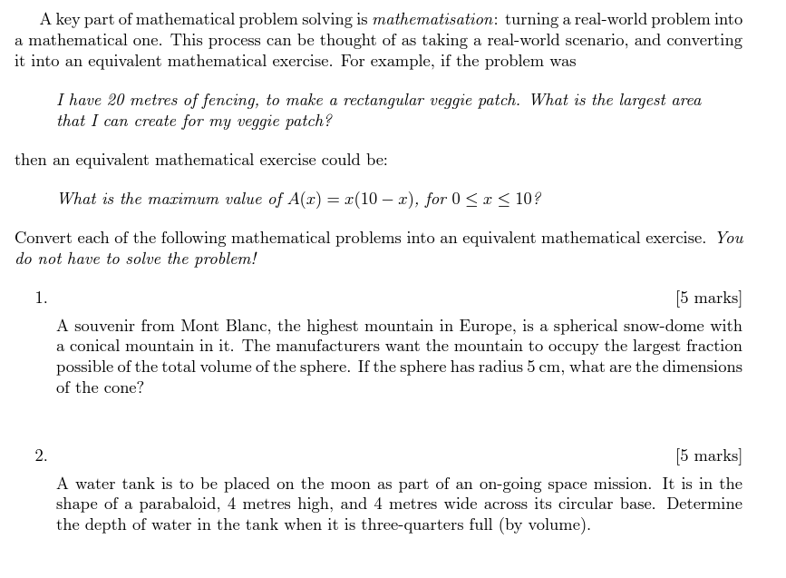Solved A key part of mathematical problem solving is | Chegg.com