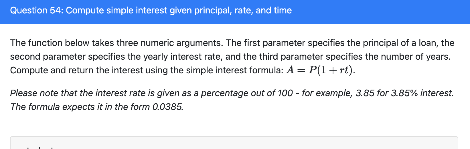 Solved Question 54: Compute simple interest given principal, | Chegg.com