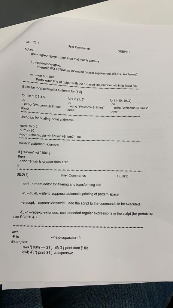 Solved [17 PTS] Q4: Write a bash script that displays a | Chegg.com