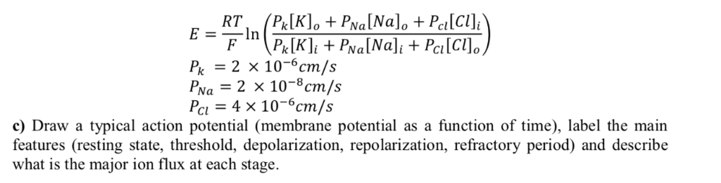 Solved 5. Membrane potential The equilibrium potential (when | Chegg.com