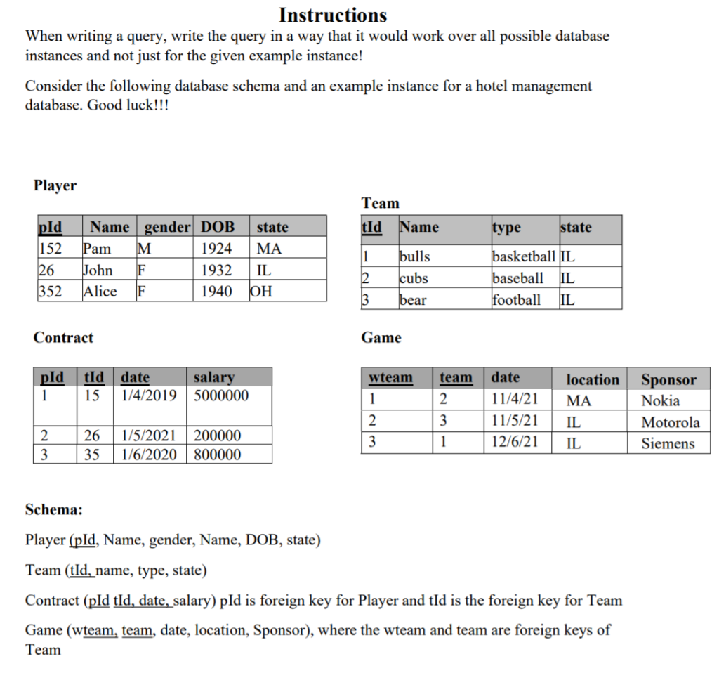 Solved Instructions When writing a query, write the query in | Chegg.com