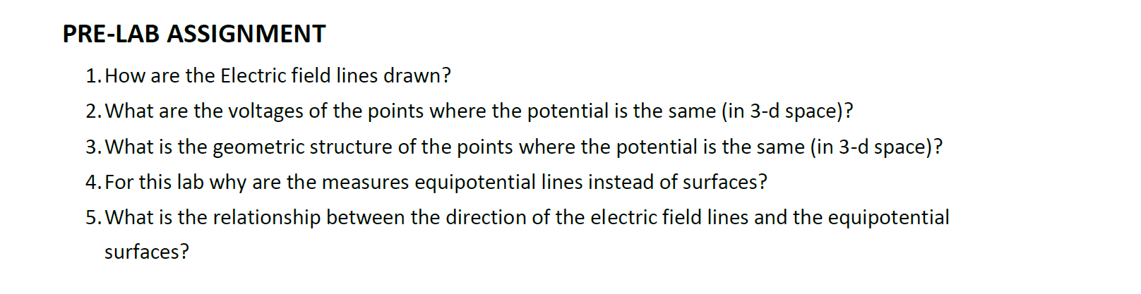 Solved PRE-LAB ASSIGNMENT 1. How are the Electric field | Chegg.com