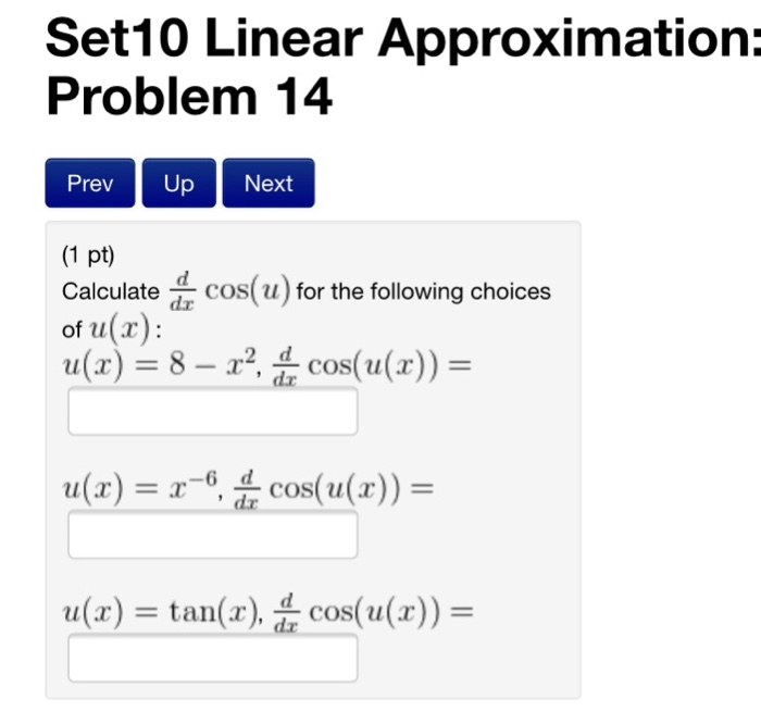 Solved Set10 Linear Approximation Problem 13 Prev Up Next