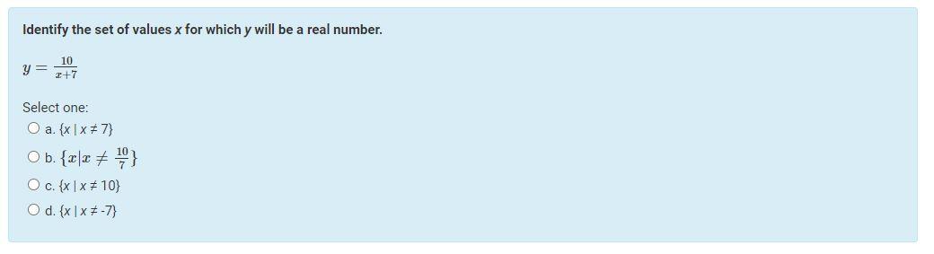 Solved Identify the set of values x for which y will be a | Chegg.com