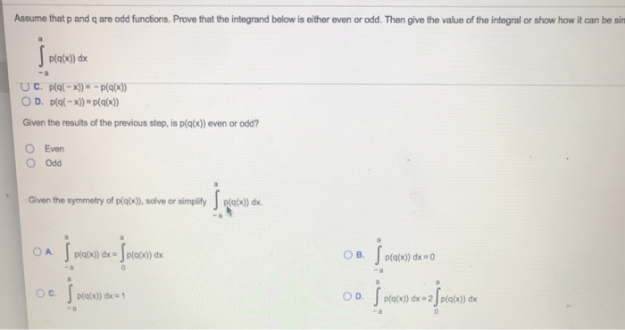 Solved Assume that p and q are odd functions Prove that the | Chegg.com