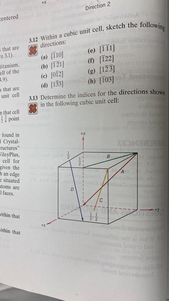 Solved +.2 Direction n2 centered 3.12 Within a cubic unit | Chegg.com