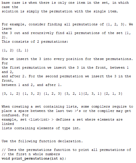 Solved Some problem require finding all permutations | Chegg.com