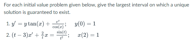 Solved For each initial value problem given below, give the | Chegg.com