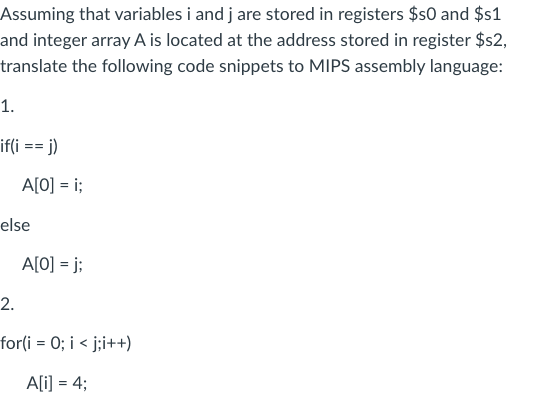 Solved Assuming that variables i and j are stored in | Chegg.com