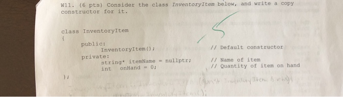 Solved W11. (6 pts) consider the class InventoryItem below, | Chegg.com