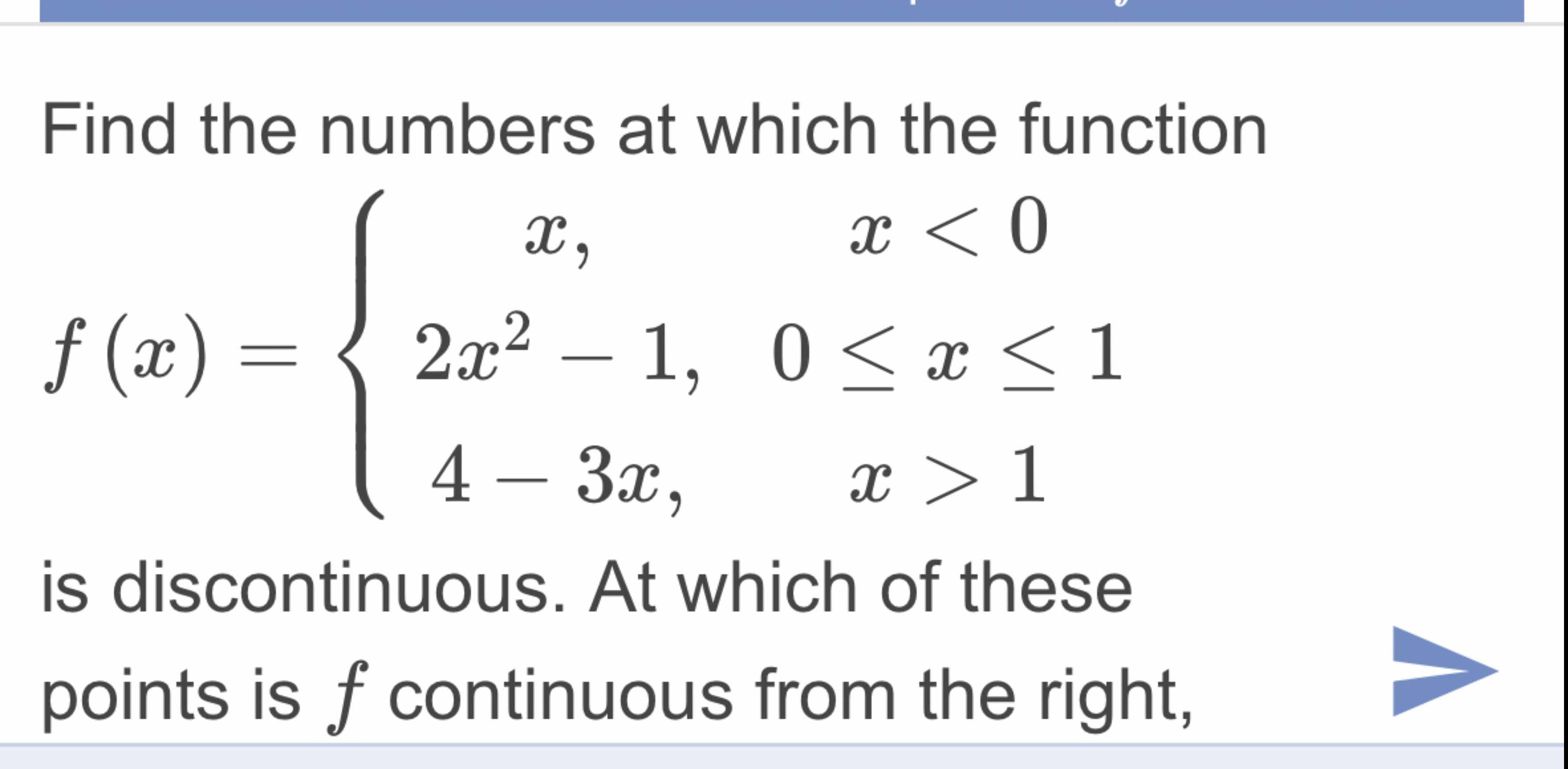 Solved Find the numbers at which the | Chegg.com