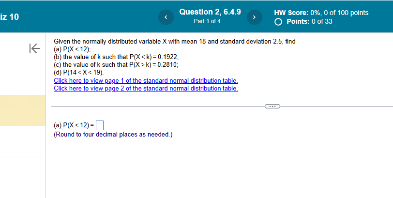 Solved code class="asciimath">Given the normally distributed | Chegg.com