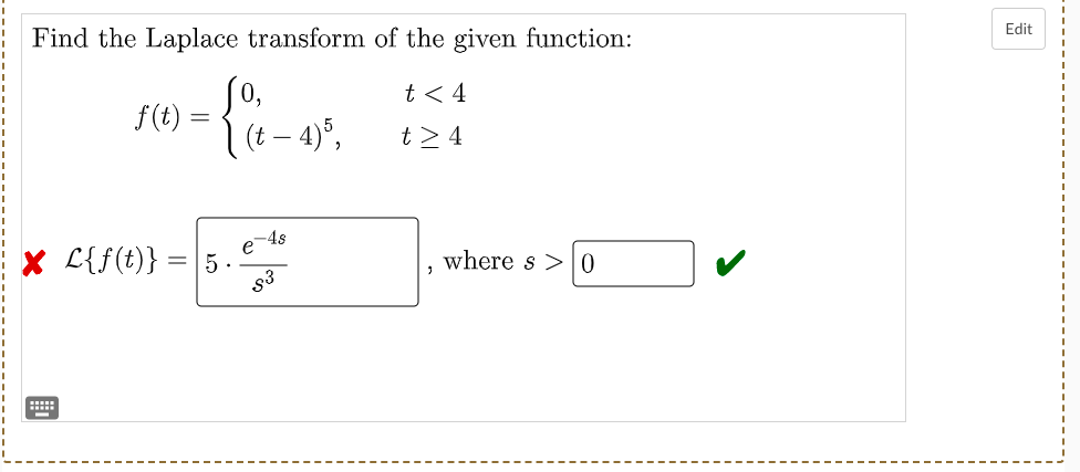 Solved Find the Laplace transform of the given function: | Chegg.com