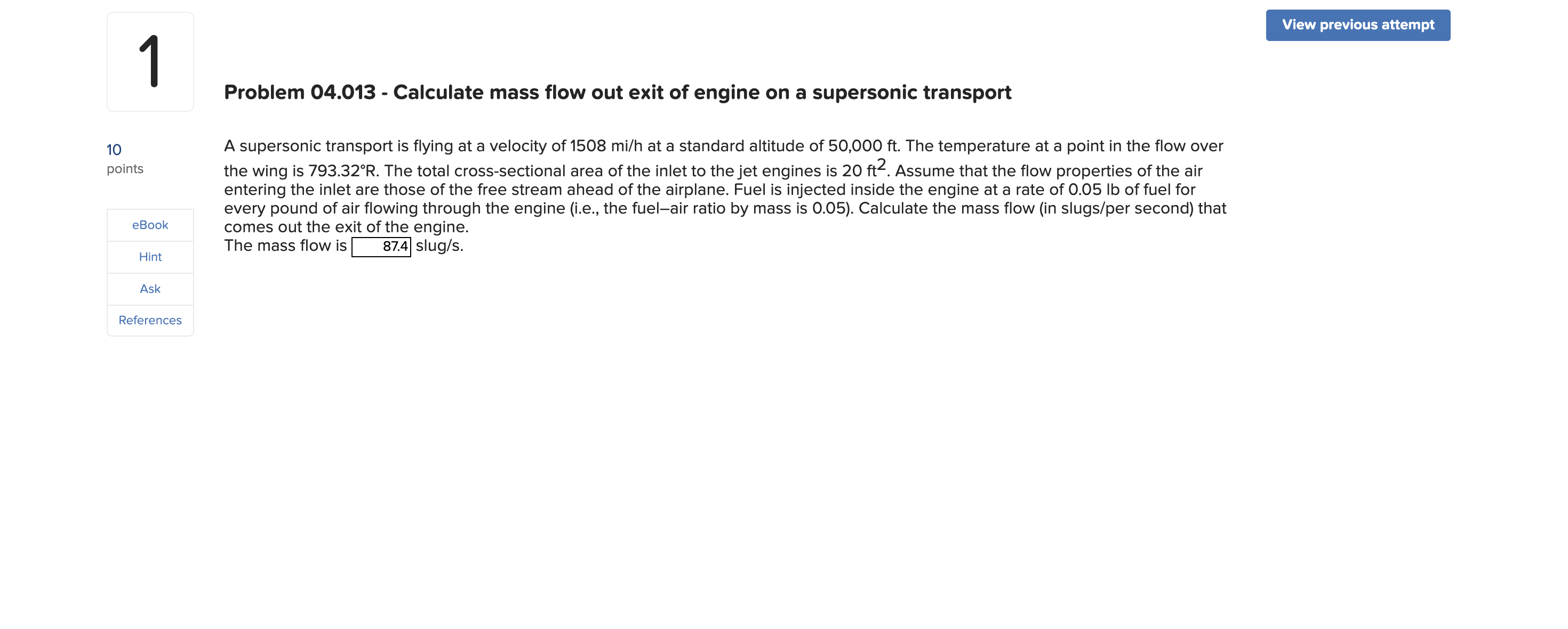 Solved Problem 04.013 - ﻿Calculate mass flow out exit of | Chegg.com