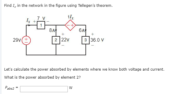 Solved Find I in the network in the figure using Tellegen's | Chegg.com