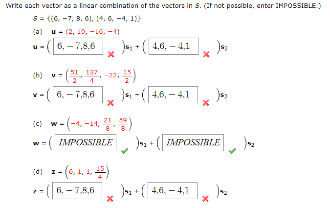 Solved Write each vector as a linear combination of the | Chegg.com