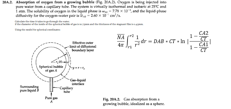 Solved A.2. Absorption of oxygen from a growing bubble (Fig. | Chegg.com