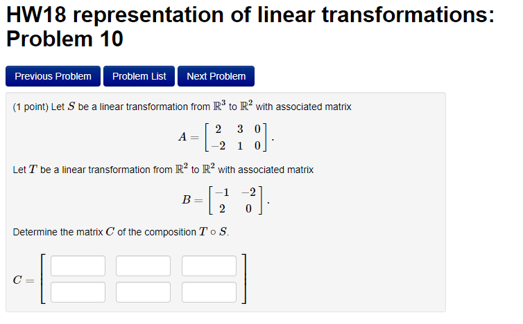 Solved HW18 representation of linear transformations: | Chegg.com