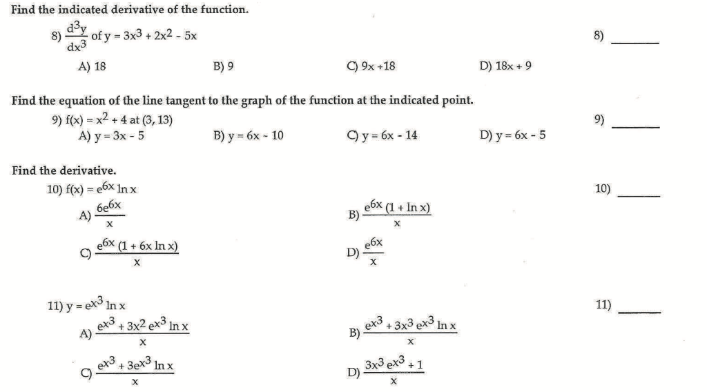 Solved ind the indicated derivative of the function. 8) | Chegg.com