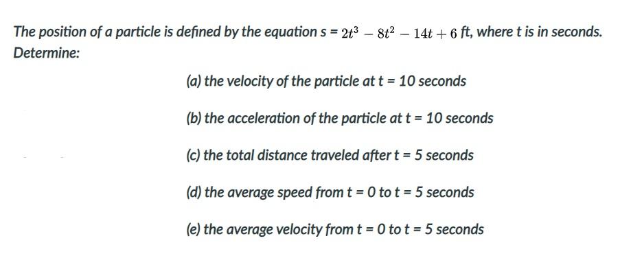 Solved The position of a particle is defined by the equation | Chegg.com