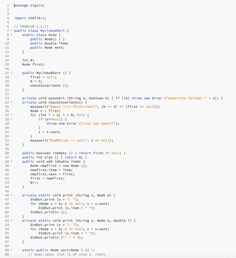 Solved 1 package algs13; 2 4 import stdlib.* 5 6 // PROBLEM | Chegg.com