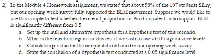 Solved 2) In the Module 4 Homework assignment, we stated | Chegg.com